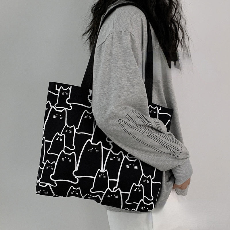 Clowder of Cats Canvas Tote Bag | Reusable Shoulder Bag – Always Whiskered